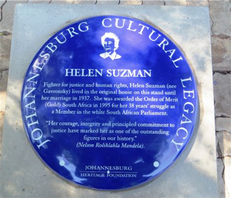 Blue Plaque Honours Helen Suzman The Heritage Portal