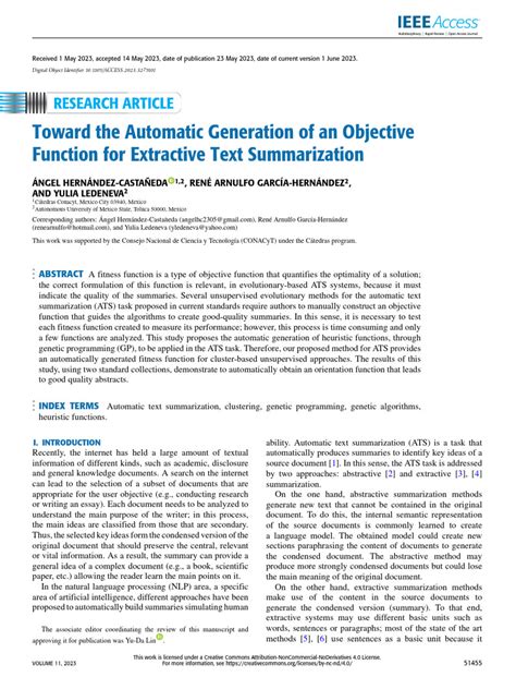 Toward The Automatic Generation Of An Objective Function For Extractive