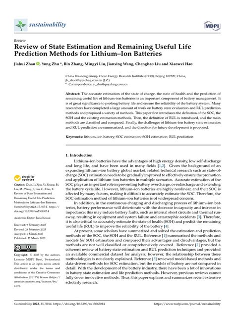 Review Of State Estimation And Remaining Useful Li Download Free Pdf Electrical Impedance