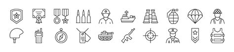 Pack Of Linear Symbols Of Army Editable Stroke Linear Symbol For Web Sites Newspapers