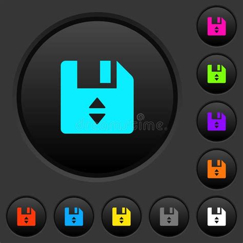 file position dark push buttons with color icons stock vector