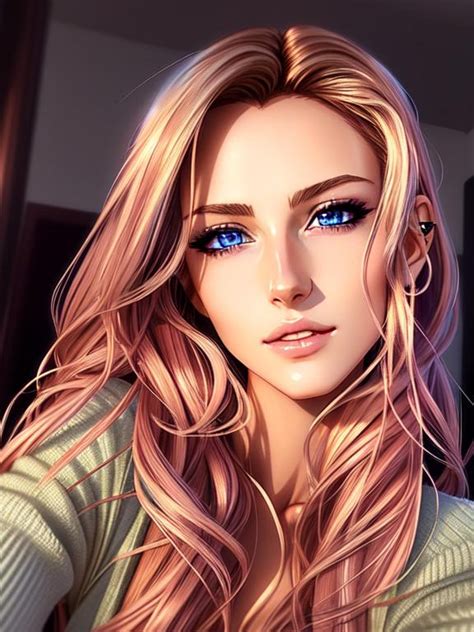 Semi Realistic Anime Girl Skin Highlights Hair Hig