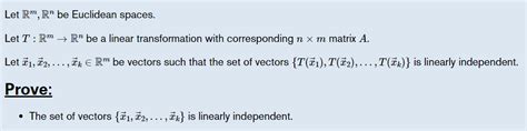 Solved Let Rm Rn Be Euclidean Spaces Let T RmRn Be A Chegg
