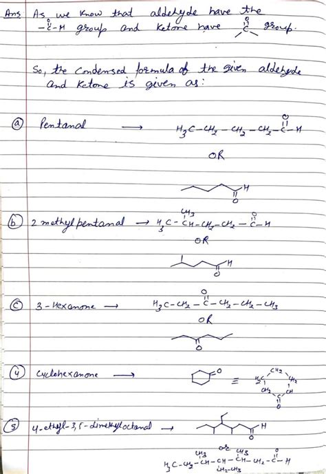 [Solved] Draw a condensed structural diagram for each aldehyde or ketone. ... | Course Hero
