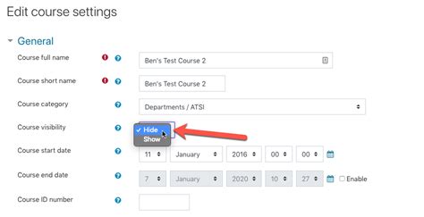 Hide Or Unhide A Course UP Moodle Guides