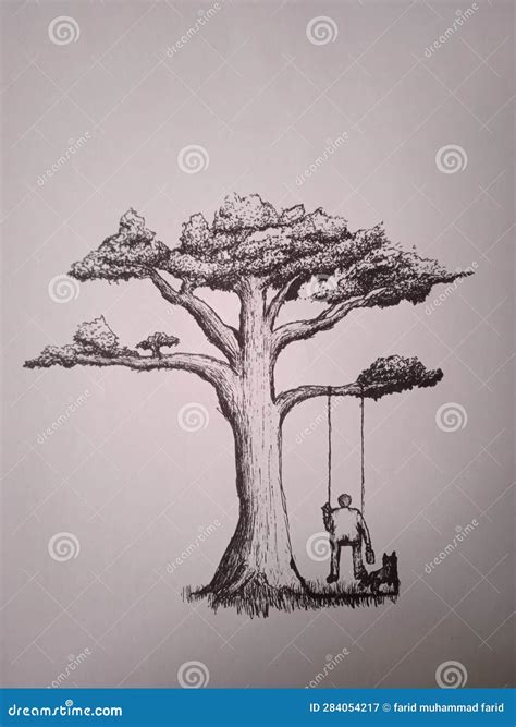Pen Tree Art Work Stock Illustration Illustration Of Work