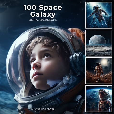 Outer Space Galaxy Digital Background Bundle Astronaut Backdrop