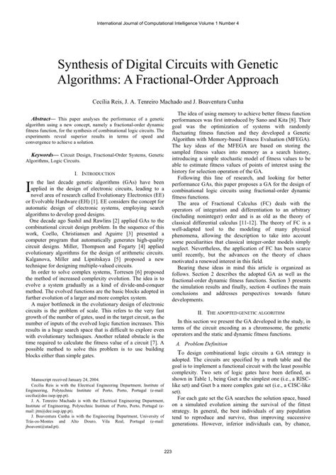 pdf synthesis of digital circuits with genetic algorithms a