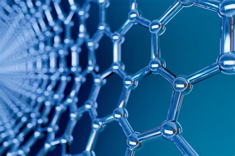 Premium Photo View Of A Graphene Molecular Nano Technology Structure On A Blue Background 3d
