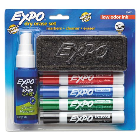 Expo Dry Erase 6 Piece Starter Set With 4 Chisel Tip Markers Eraser And Cleaning Spray