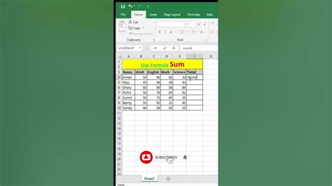 Ues Sum Formul In Excel Excel Shorts Youtube