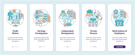 Premium Vector Private Sector Features Onboarding Mobile App Screen