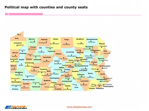 Pennsylvania County Map Editable Powerpoint Maps