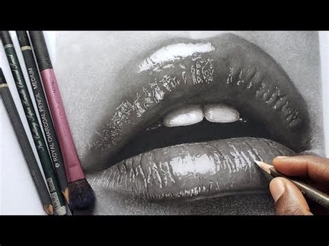 HOW DRAW REALISTIC GLOSSY LIPS WITH CHARCOAL YouTube