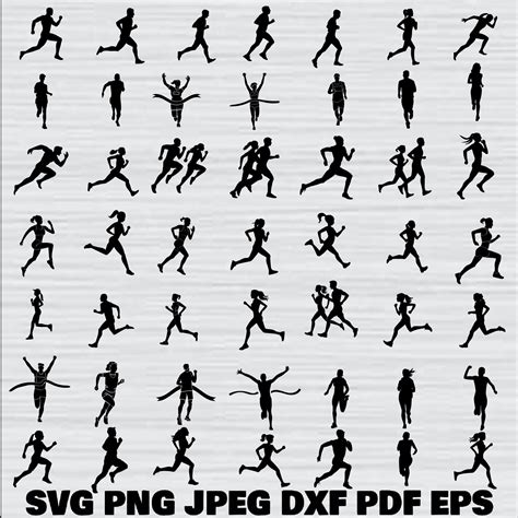 Running Svg Bundle Running People Svg Athletic Silhouettes Running Man Svg Running Woman Svg