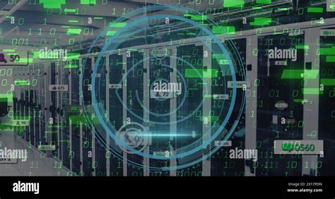 image of retina eye scanner binary coding and social media icons