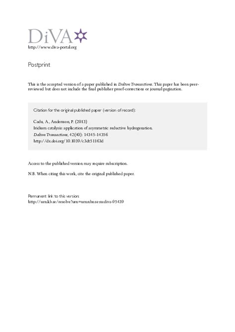 Pdf Iridium Catalysis Application Of Asymmetric Reductive Hydrogenation