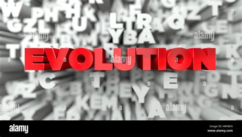 Evolution Red Text On Typography Background 3d Rendered Royalty