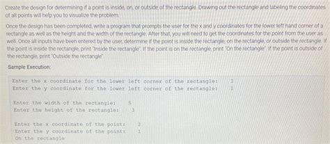 Solved Create The Design For Determining If A Point Is Chegg