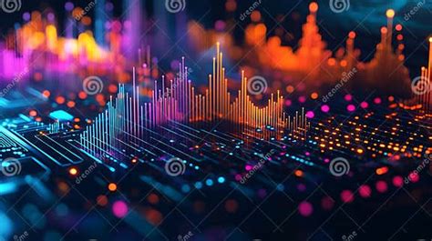 Abstract Digital Data Visualization Colorful Lines And Dots Stock Illustration Illustration Of