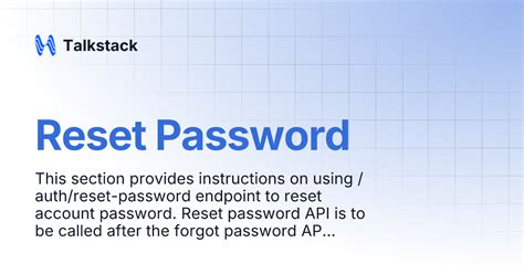 reset password talkstack
