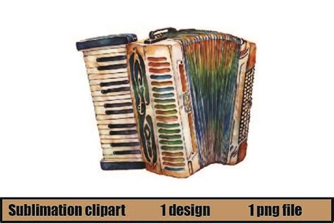 Vintage Accordion Sublimation Clipart Graphic By Lazy Crafter