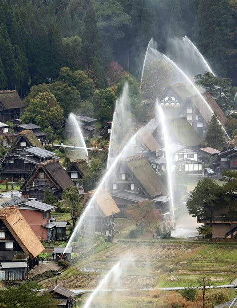 Fire Drill Covers Shirakawa Go With Water Arches