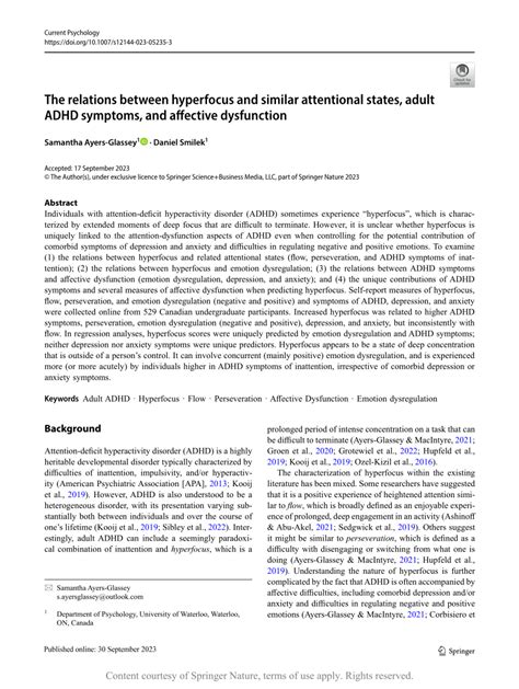 The Relations Between Hyperfocus And Similar Attentional States Adult