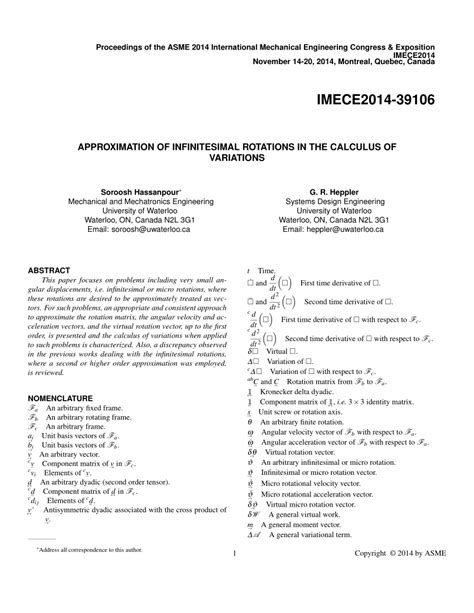 PDF Approximation Of Infinitesimal Rotations In The Calculus Of Variations