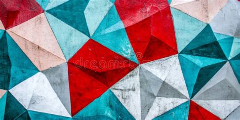 Colorful Geometric Wall With Raised Triangular Shapes Creating A Visually Interesting Textured