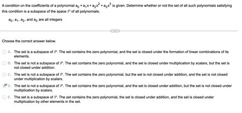 Solved A Condition On The Coefficients Of A Polynomial