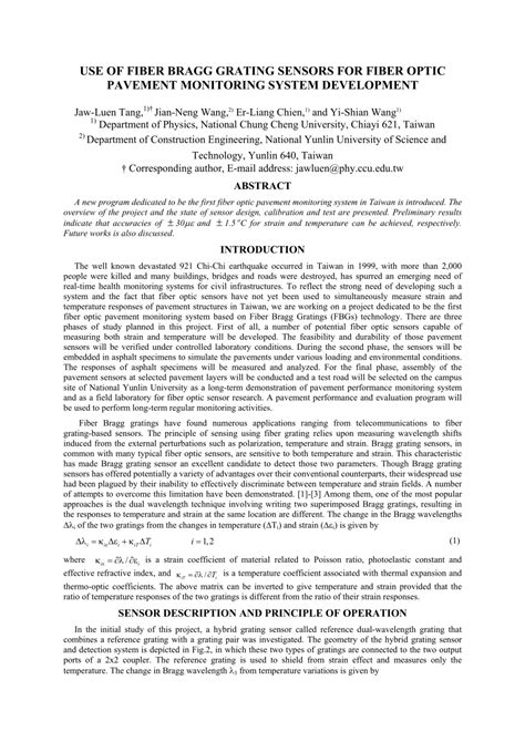 Pdf Use Of Fiber Bragg Grating Sensors For Fiber Optic Pavement Monitoring System Development