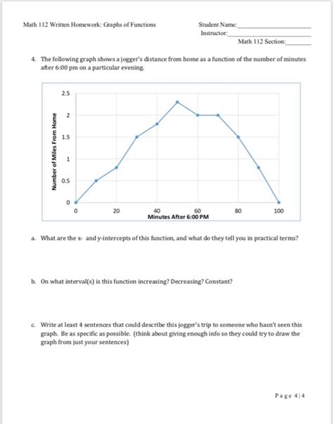Solved Math 112 Written Homework Graphs Of Functions