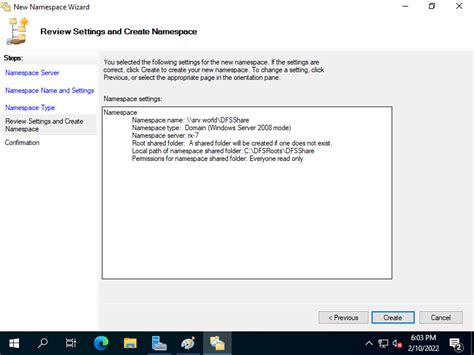 Windows Server 2022 File Server Create Dfs Namespaces Server World