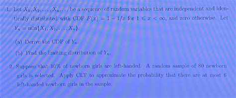 solved let x1 x2 dots xn dots be a sequence of random