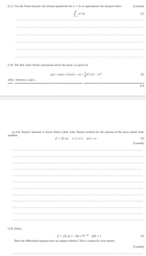 solved 1 1 use the gauss 3 point rule gauss quadrature