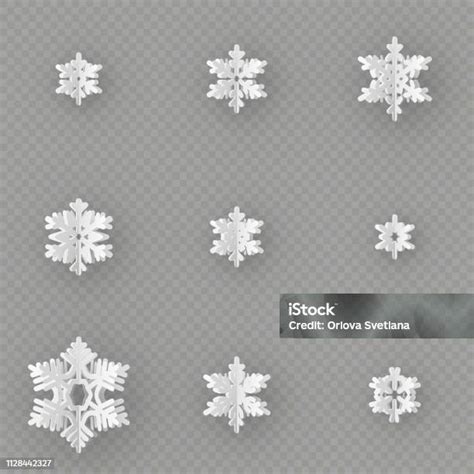 9 다른 종이 눈송이의 세트 투명 한 배경에 고립 된 종이에서 잘라 메리 크리스마스 새 해 겨울 테마 장식 개체 Eps 10 크리스마스에 대한 스톡 벡터 아트 및 기타