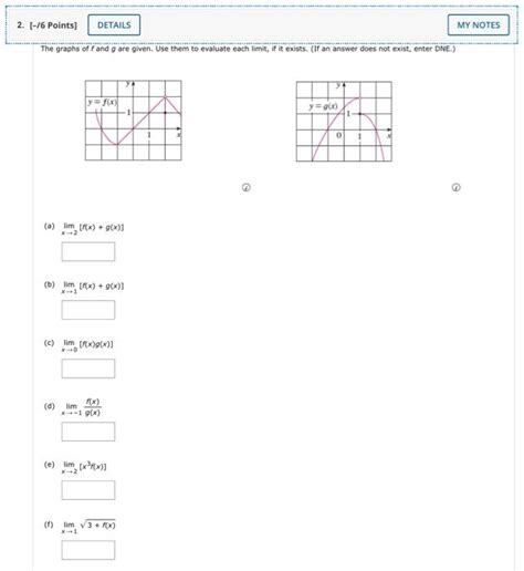 solved 2 [ 6 points details my notes the graphs off and g