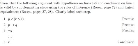 Solved Show That The Following Argument With Hypotheses Is Chegg