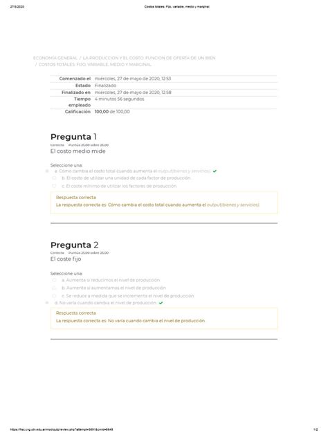 Costos Totales Fijo Variable Medio Y Marginal Pdf Economía Política Economias