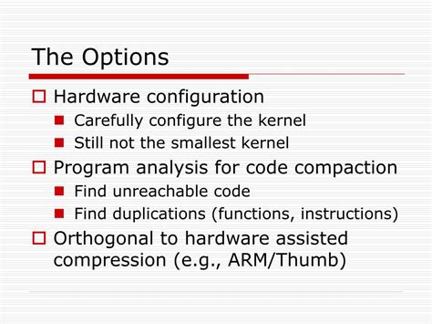 Ppt Code Compaction Of An Operating System Kernel Powerpoint