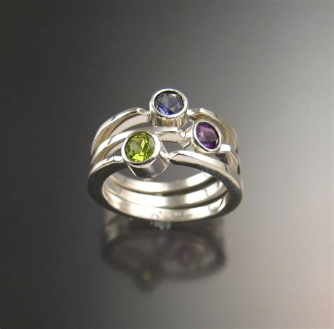 Stackable Mothers Ring Set Of Three Rings Made To Order In Sterling