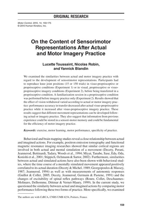 pdf on the content of sensorimotor representations after actual and