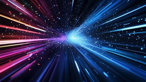Digital Abstract With Glowing Dots And Colorful Trails Of Light Representing The Concept Of