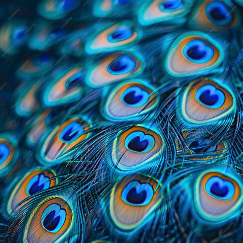 Blue Peacock Feathers In Closeup Premium Ai Generated Image
