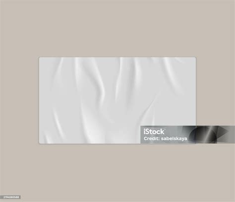 접착 주름 직사각형 백지 스티커 벡터 현실적인 아이콘 라벨 테이프 구겨진 질감 접착 주름 태그 3차원 형태에 대한 스톡 벡터