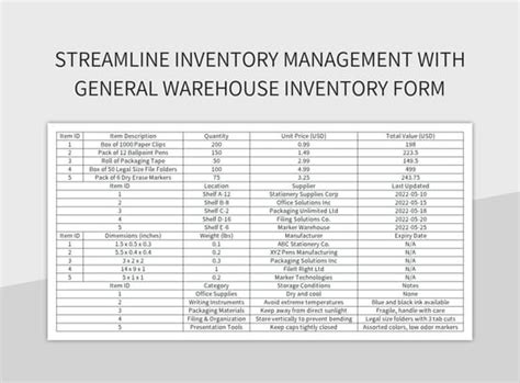 Streamline Inventory Management With General Warehouse Inventory Form ...