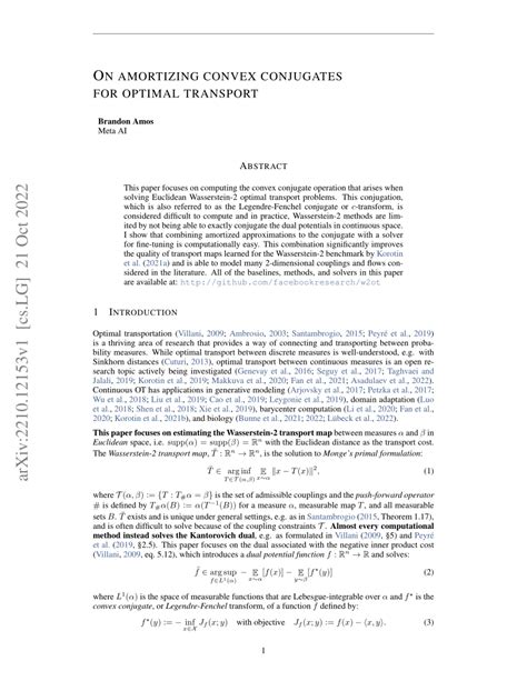 Pdf On Amortizing Convex Conjugates For Optimal Transport