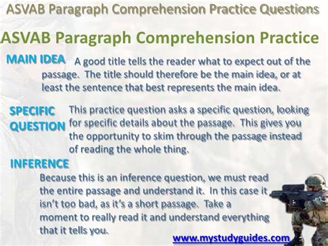 Asvab Paragraph Comprehension Practice Questions