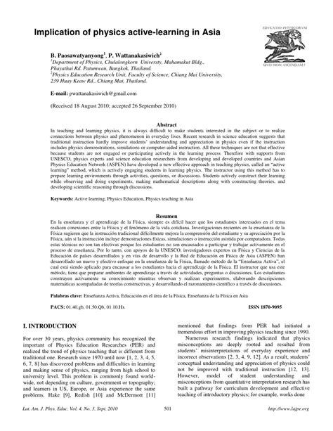 Pdf Implication Of Physics Active Learning In Asia